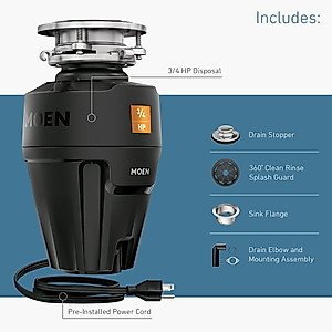 Moen EX75C GX Series Garbage Disposal, 3/4 HP, Unfinished