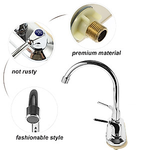 Veemoon Kitchen Faucet, Double Switch Faucet, Stainless Steel Kitchen Tap Water Faucet Hot and Cold Faucet Household Faucet Sink to Rotate Copper Core