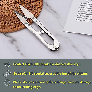 Zittop 2pcs Premium Stainless Steel 4.2in U Sewing Scissors Clippers, Embroidery Yarn Scissors Mini Thread Sewing Cutter, Yarn Fishing Mini Small Snips Trimming Nipper Great for Stitch (Silver)