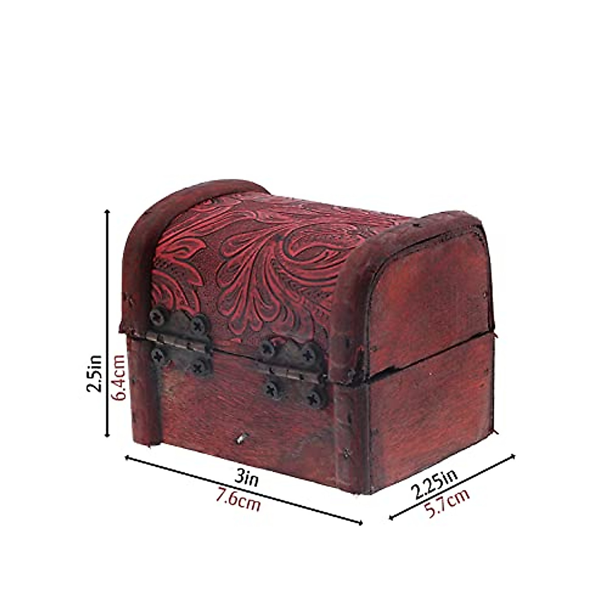 SandT Collection 3 Inch Wooden Keepsake Treasure Chest Trinket Box - Swirl