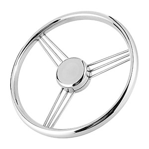 Boat Steering Wheel 13-1/2 Inch 9-Spoke Marine Steering Wheel Stainless Steel 15 ° Tilt Angle Silver Accessory