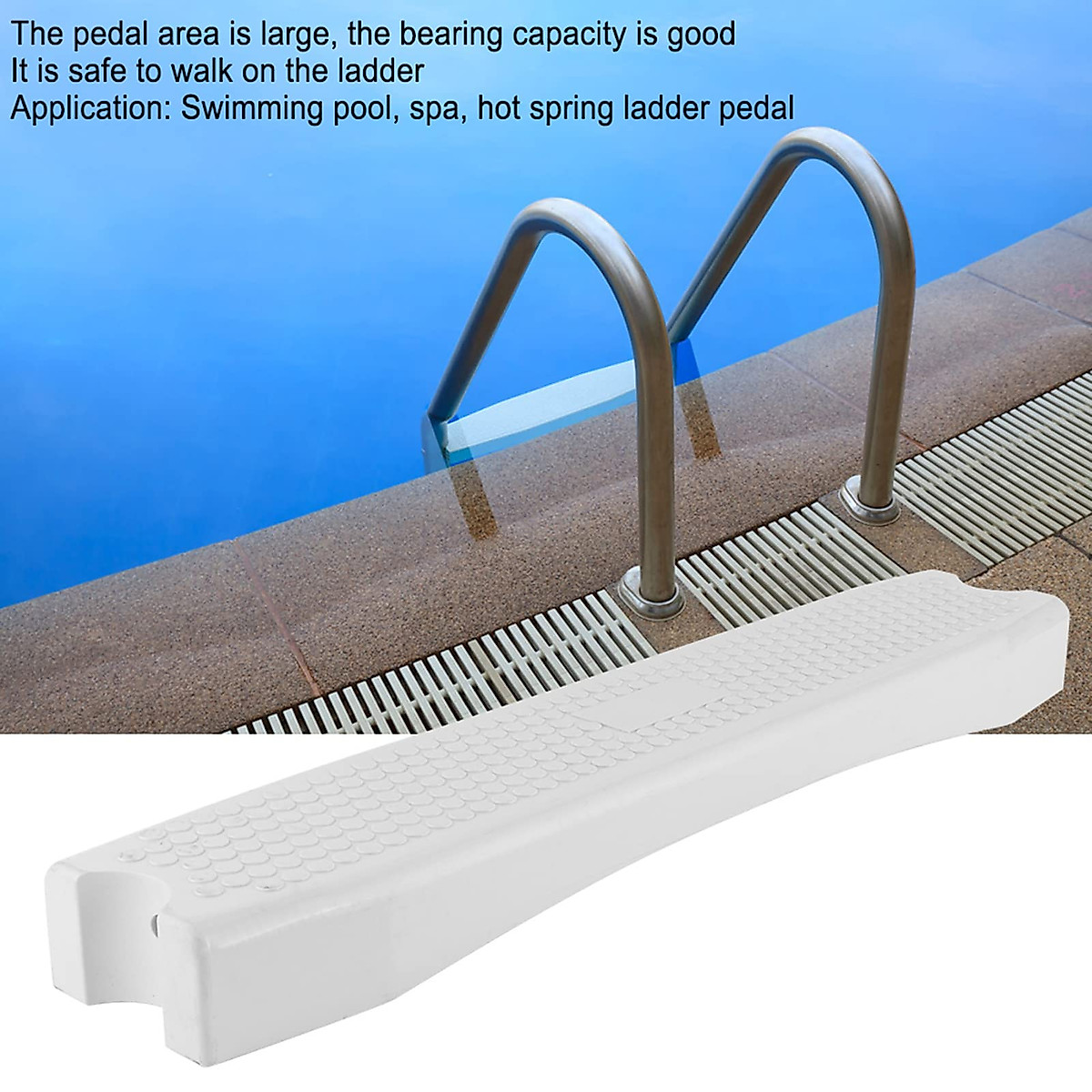Pool Ladder Replacement Steps, Plastic Good Bearing Cpacity Swimming Pool Ladder Steps with Non‑Slip Pad, Durable Ladder Tread Accessory for Most Above-Ground & In-Ground Ladders Hot Spring Pool