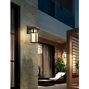 EERU Porch Lights Wall Mount Outdoor Wall Lantern Waterproof Aluminum with Frosted Glass Exterior Light Fixtures Modern Classic Outdoor Wall Lights for Outside House Deck Patio Garage Lighting, Black