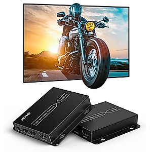 JCHICI HDMI KVM Extender Up to 150m-250m(500fts- 820fts), HDMI Extender Over Cat5e/6 with Loop Out Function, HD 1080P@60HZ, USB Keyboard Mose Support and IR Control