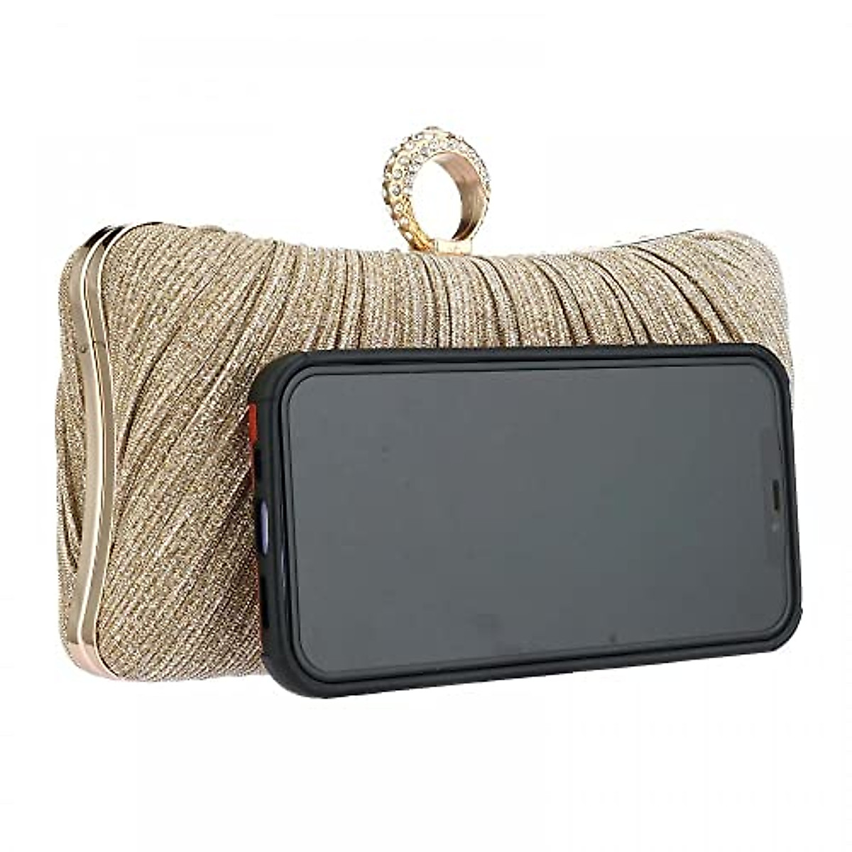 EROUGE Women Evening Clutch Purses Rhinestone Wedding Clutch Evening Handbag for Formal (Gold)