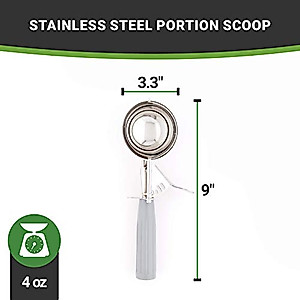 Restaurantware Met Lux 4 Ounce Portion Scoop, 1 Durable Cookie Scoop - #8, With Gray Handle, Stainless Steel Disher, For Portion Control, Scoop Cookie Dough, Cupcake Batter, or Ice Cream