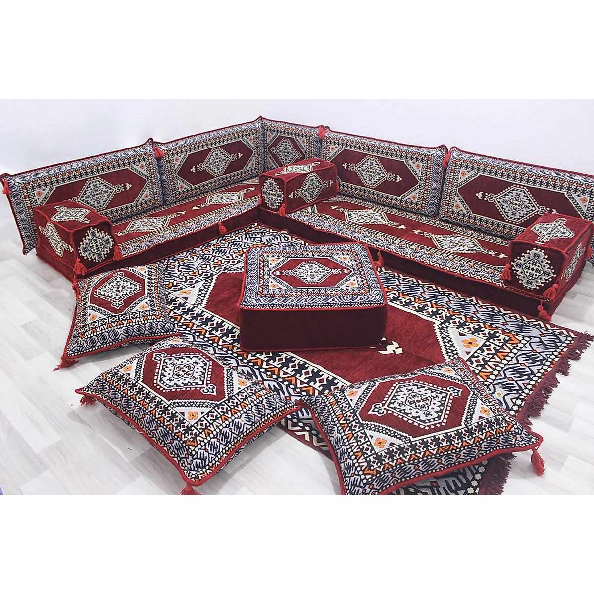 L Shaped Arabic Sofa Set, Floor Cushions, Moroccan Sofas, Sectional Sofa, Floor Seating, Arabic Sofa Floor, Floor Cushions, Sofa All Set (L Sofa Full Set)