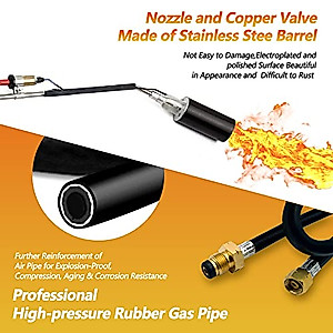Powerful Propane Torch Weed Burner,High Output 700,000 BTU,Flamethrower with Turbo Trigger Push Button Igniter and 6.5 FT Hose,Flame Thrower Fire Gun for Burning Weeds,Ice Snow,Road Marking,Charcoal
