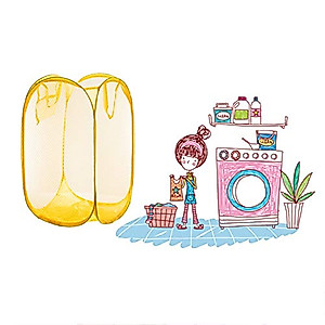 ifundom Laundry Hamper, Folding Mesh Laundry Basket with Durable Handles, Collapsible Clothes Hampers for Kids Room, College Dorm, Travel