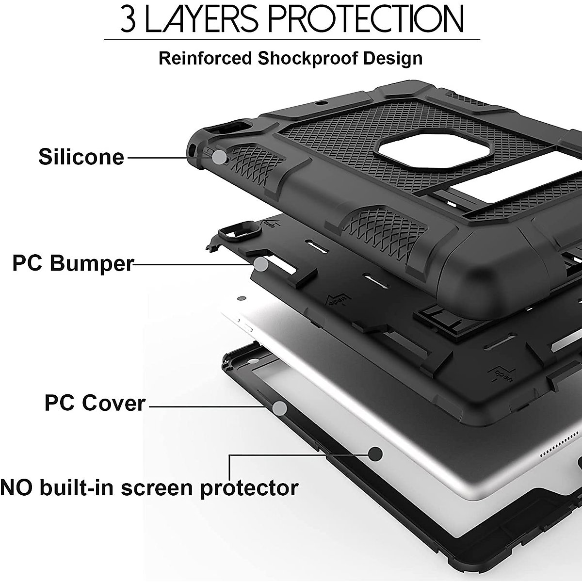 iPad Mini 5 Case, iPad Mini 4 Case, Hybrid Three Layer Armor Shockproof Rugged Drop Protection Cover Case Built with Kickstand for iPad Mini 4/5 7.9 Inch