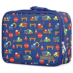 Simple Modern Kids Lunch Box for Toddler | Reusable Insulated Bag for Boys | Meal Containers for School with Exterior and Interior Pockets | Hadley Collection | Under Construction
