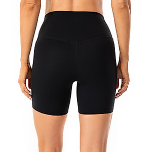 Lavento Women's All Day Soft Yoga Shorts 6 Inch - Workout Gym Running Active Biker Shorts for Women (Black, 6)