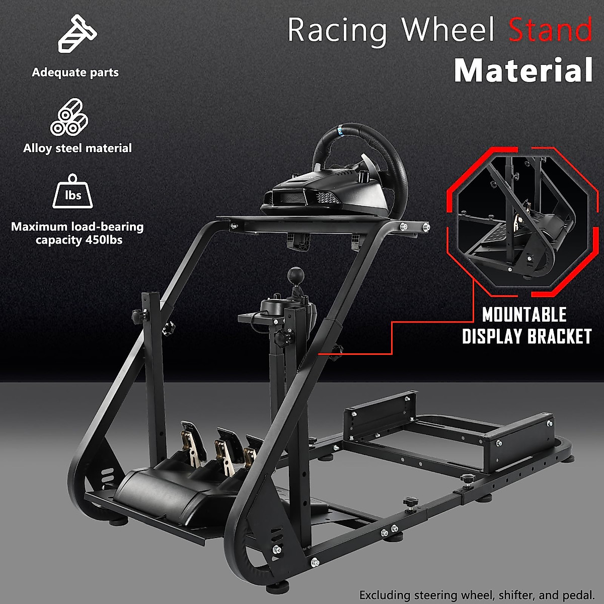 Hottoby Racing Simulator Cockpit Mountable Monitor Stand Adjustable Fits for Logitech/Thrustmaster/Fanatec G920 G923 G29 T80 T150