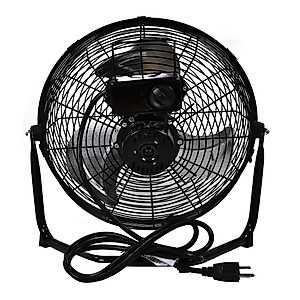Comfort Zone CZHV12B 12-inch High-Velocity 3-Speed Floor Fan with 180-Degree Tilt, Black