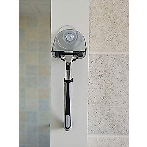 Suction Razor Holder, Clear Shaver Hook, Removable and Reusable Bathroom Wall Hanger for Razor (Gray Clear)