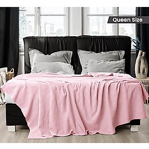 Utopia Bedding Dusky Pink 100% Cotton Blanket [Queen Size - 90x90 Inch] 350GSM Lightweight, Soft and Breathable Thermal Blanket for All Seasons