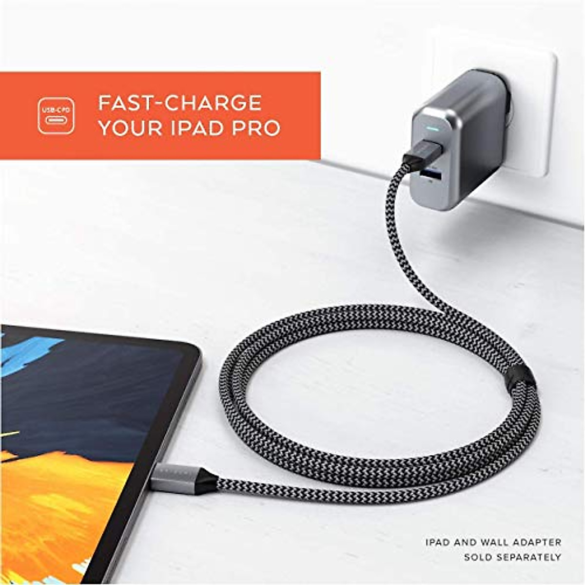 Satechi USB-C to USB-C 100W Charging Cable for USB Type-C Devices - 6.5 Feet (2 Meters) - Compatible with 2020/2019 MacBook Pro, 2020/2018 iPad Pro, 2020/2018 MacBook Air
