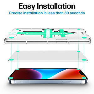 Power Theory Designed for iPhone 14 Screen Protector Tempered Glass, Also for iPhone 13/iPhone 13 Pro [Case Friendly] Full Cover with Easy Install Kit, 2 Pack
