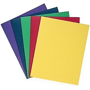 Blue Summit Supplies 50 Two Pocket Folders, Designed for Office and Classroom Use, Assorted 5 Colors, 50 Pack Colored 2 Pocket Folders