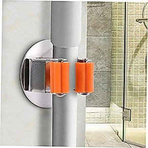 Stainless Steel Mounted Mop Rack Self Adhesive Broom Holder for Garage Kitchen Bathroom (round)