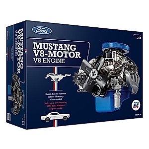 Franzis 1965 Ford Mustang K-Code 289 V8 Engine Model Kit with Collector's Book - Updated 2023 Version