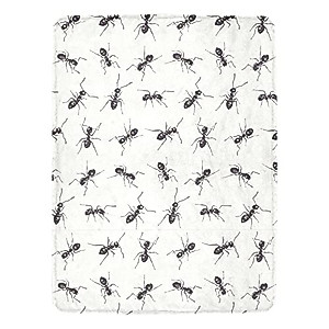 Fleece Micro Blanket for Couch Black Ant Pattern Ultra Soft Throws and Blankets for Sofa, Bed, Lightweight Cozy Durable Twin Size 60x80