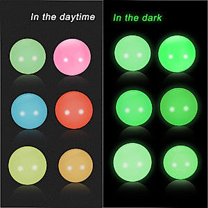 12 Pieces Glow Balls Sticky Wall Balls Stress Relief Balls Sticky Ceiling Balls Ceiling Luminous Sticky Ball Fun Decompression Toy for Anxiety Pressure