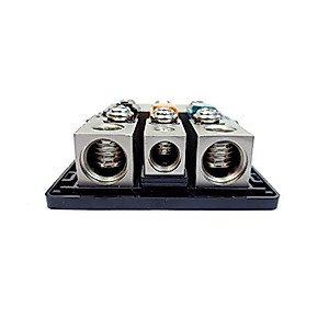 KnuKonceptz Bassik High Current 3 Way 0 Gauge Fuse Distribution Block - 300 Amp
