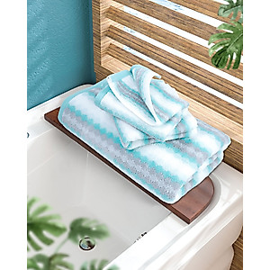 Jacquotha 6 Pack Cute Bath Towel Set Aqua Striped Pattern - Extra Soft, Lightweight, Quick Drying Towels for Bathroom Gym Spa Pool, Decrative Towels for Gifts