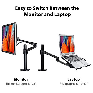 Viozon Laptop/Notebook/Projector Mount Stand, Height Adjustable Single Arm Mount Support 12-17 inch Laptop/Notebook/Tablet, Free Removable VESA 75X75 and 100X100 for Monitor 17-32 inch.