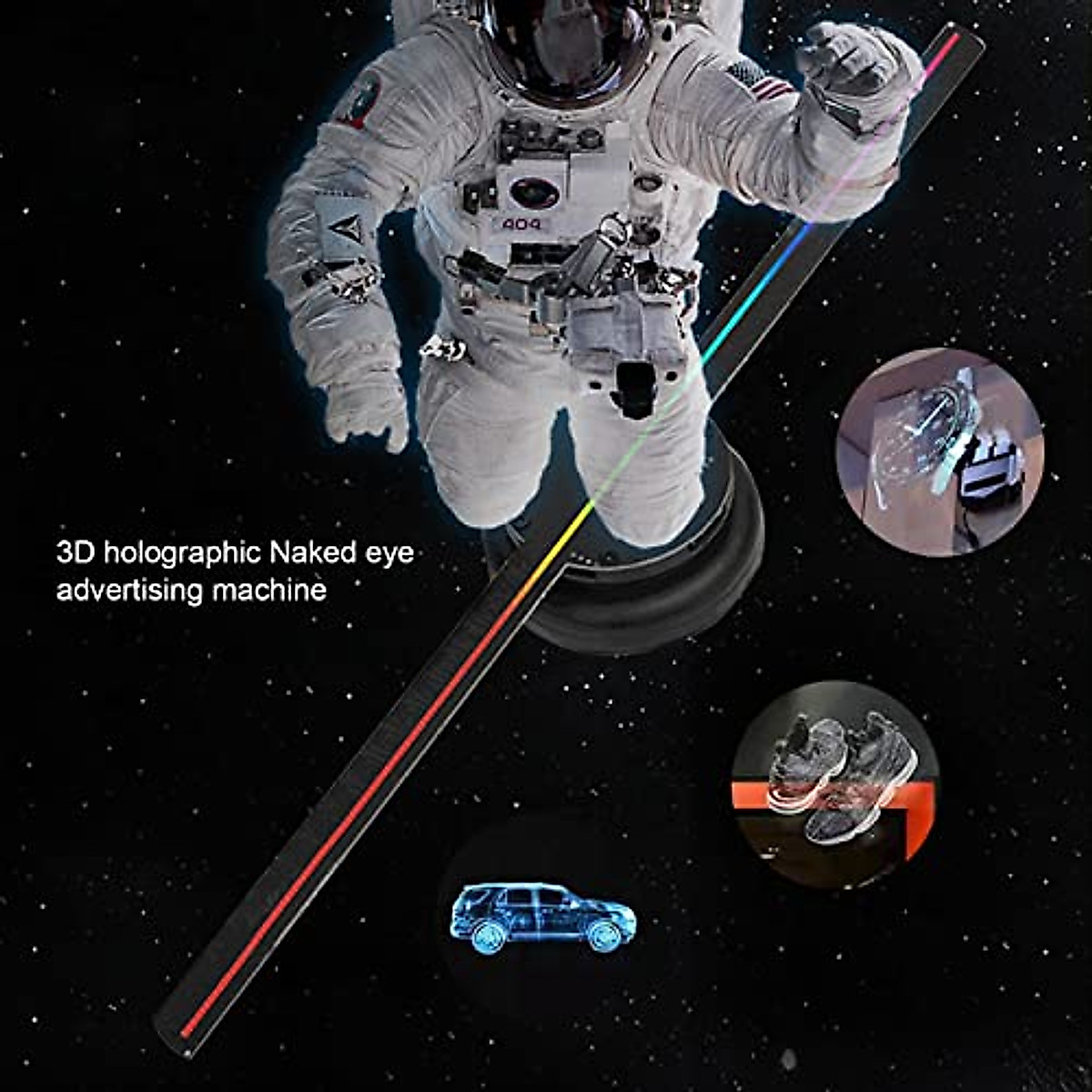 3D Hologram Fan, 40cm 3D Hologram Projector Advertising Machine with 224 LED Lamp, WiFi APP Remote 3D Hologram Display, for Exhibitions, Parties, Bar, Shopping Malls(US)