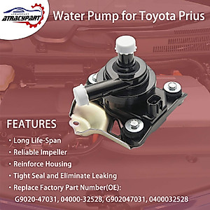 Inverter Coolant Pump Cooling Inverter Water Pump Assembly with Bracket | for 2004-2009 Prius Hybrid 1.5L | Replace# G9020-47031, 04000-32528