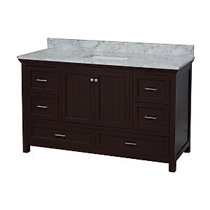 Kitchen Bath Collection Paige 60-inch Single Bathroom Vanity (Carrara/Chocolate): Includes Chocolate Cabinet with Authentic Italian Carrara Marble Countertop and White Ceramic Sink