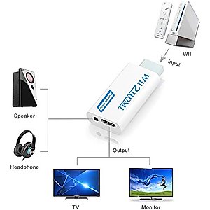 TIZOPO Wii to HDMI Converter,Wii HDMI Adapter Output Video Audio HDMI Converter 1080P，with 3,5mm Audio Jack&HDMI Output Compatible with Wii, Wii U, HDTV, Supports All Wii Display Modes 720P, NTSC