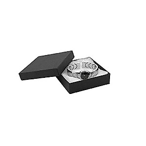 16 Pack Cotton Filled Matte Black Color Jewelry Gift and Retail Boxes 3.5 X 3.5 X 1 Inch Size by R J Displays