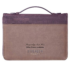 Personalized Custom Bible Cover for Men Brown Philippians 4:13 Faux Leather Christian Gift for Father, Brother, Son, Grandpa, Grandson Laser Engraved Imprinting Your Text Name (Medium)