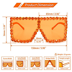 Xpectrum Extra Large Square Elton Crystal Sunglasses Bling Rhinestone Concert Glasses (Orange)