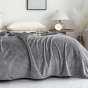 Qidordour Throw Blankets, Checkered Blanket, 60x80 Inch Flannel Fleece Jacquard Bed Throw, 310GSM Soft Microfiber Plush Fuzzy Cozy Luxury Bed Blanket for Couch, Sofa, Bedroom, Travel, Christmas, Grey