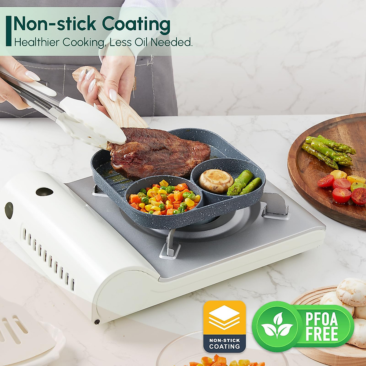 HorizonNest Egg Frying Pan Nonstick: 2 Cup Skillet for frying Eggs, Pancake, Omelet, Steak, etc. Perfect for Breakfast. Suitable for Gas Stove & Induction Compatible