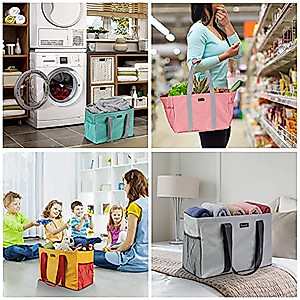 BALEINE Soft 9 Gallon Extra Large Utility Tote, Foldable Reusable Storage Bag (Sea Green)