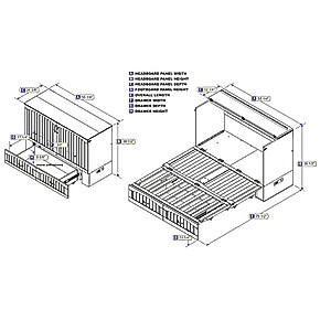 AFI, Southampton Murphy Bed Chest with 6 inch Memory Foam Folding Mattress, Built-in Charging Station and Storage Drawer, Full, White