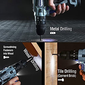 WORKPRO 12V Cordless Drill and Home Tool Kit, 177 Pieces Combo Kit with 14-inch Tool Bag