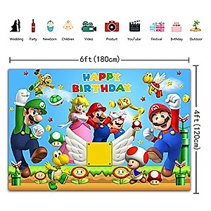 Sakurar SK Cartoon Game Bakdrop Adventure Game Video Cartoon Coin Kart Game Princess Peach Backdrop Vinyl Birthday Party Baby Shower Decoration Background 6x4ft