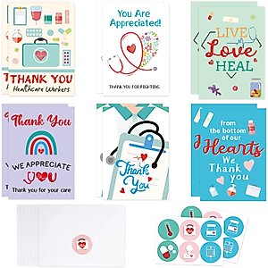 Thank You Nurse Cards 36 Pack Medical Appreciation Cards Healthcare Workers Nurses Week Cards Thank You Doctor Cards with Envelopes and Stickers
