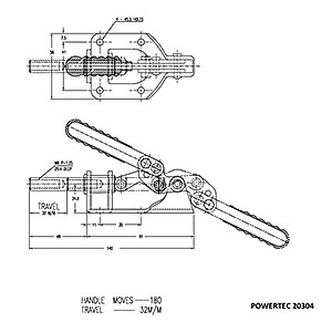 POWERTEC 2PK Toggle Clamp, 300lbs Holding Capacity, 302F Quick Release Push/Pull Clamp for Woodworking Jigs and Fixtures, Pocket Hole Jigs, Welding, CNC (20304-P2)