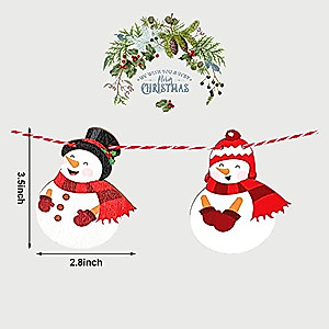 Christmas Wooden Snowman Bunting Banner Xmas Snowman Garland Christmas Hanging Snowman Banner 6.56 ft Xmas Party Decorations for Christmas Festive Holiday Home office Winter Photo Props Decoration