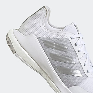 adidas Women's Crazyflight Volleyball Shoe, White/Silver Metallic/Grey, 9