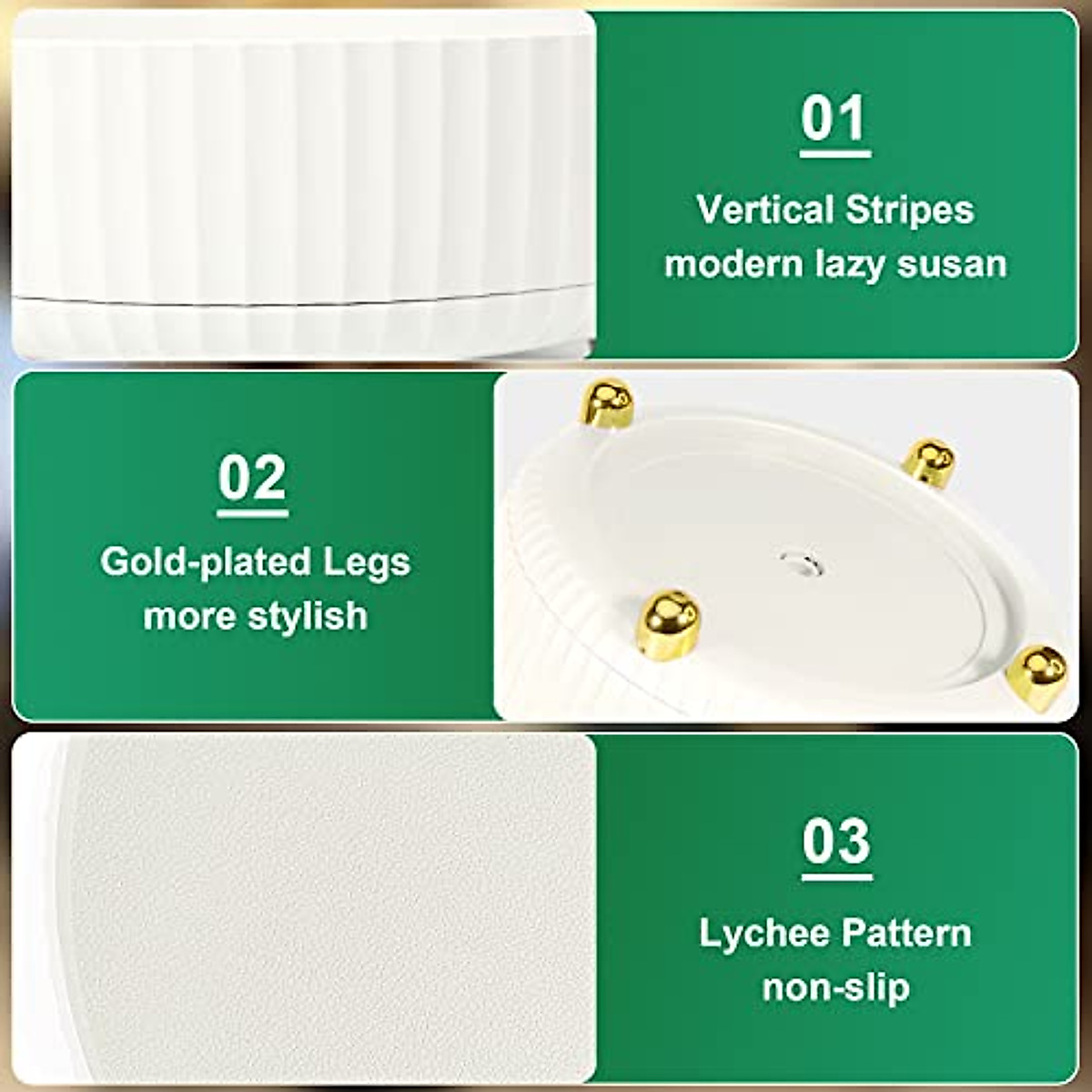 CGBE Lazy Susan Organizer, 360 Degree Rotating Makeup Organizer, Lazy Susan Round Turntable Storage Tray for Vanity Bathroom Countertop Kitchen Organized Makeup, Cosmetics, Condiment-White