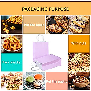 AZOWA Gift Bags Small Kraft Paper Bags with Handles (6.3 x 3.1 x 8.6 in, Pastel Purple, 12 CT)