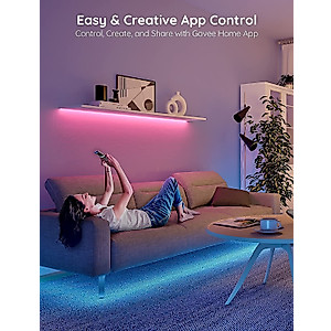 Govee 100ft LED Strip Lights, Bluetooth RGB LED Lights with App Control, 64 Scenes and Music Sync LED Strip Lighting for Bedroom, Living Room, Kitchen, Party, ETL Listed Adapter
